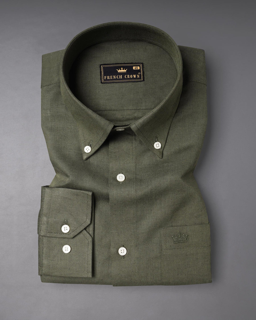 Flint Green Checks-Plaid Premium Cotton Button-Down Shirt For Men.