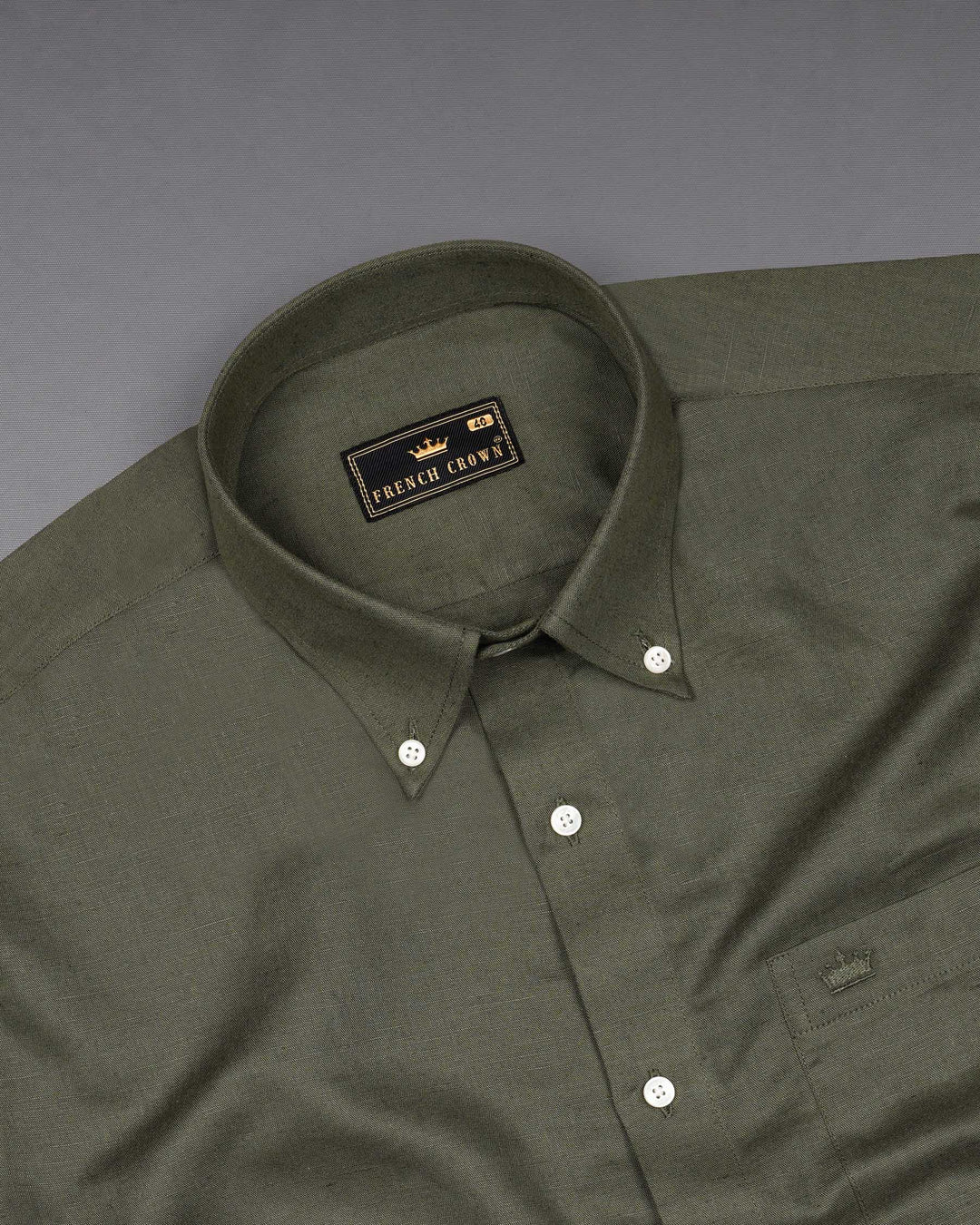 Flint Green Checks-Plaid Premium Cotton Button-Down Shirt For Men.
