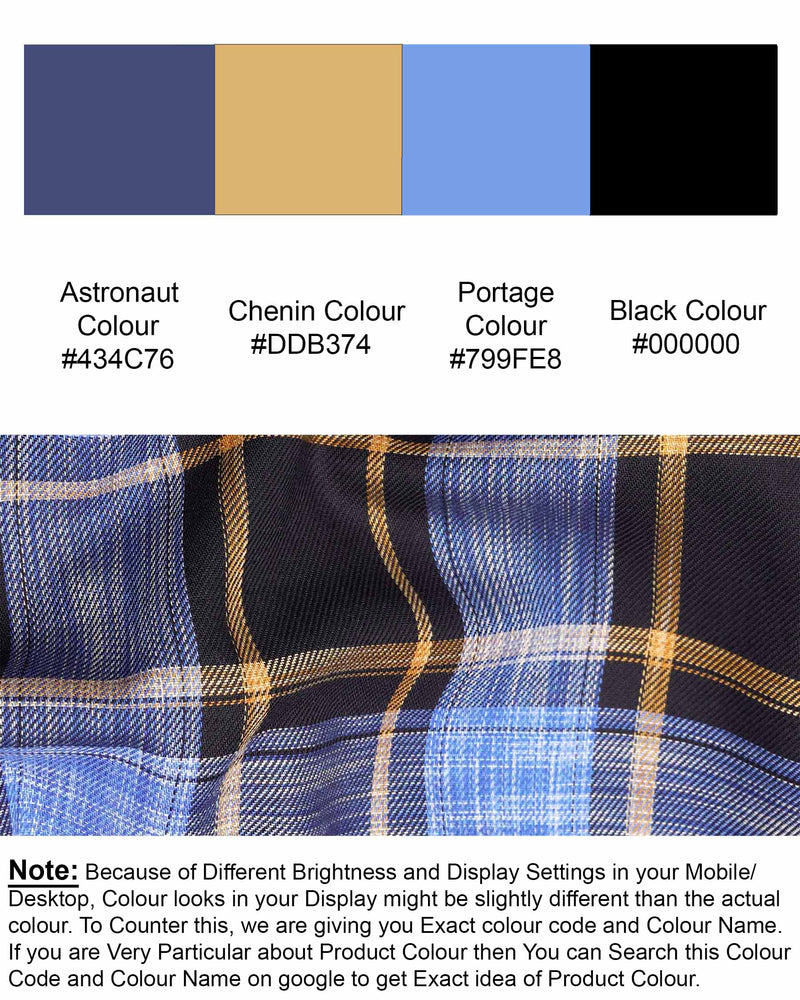 Portage Blue Casual Checks-Plaid Premium Cotton Indian Kurta Style ...