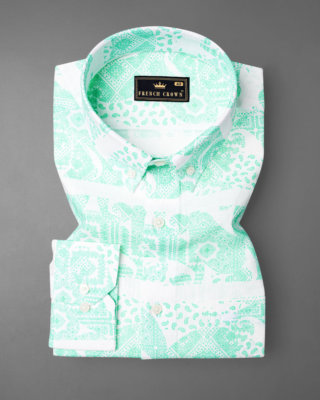 Riptide Casual Prints Premium Linen Button-Down Shirt For Men.
