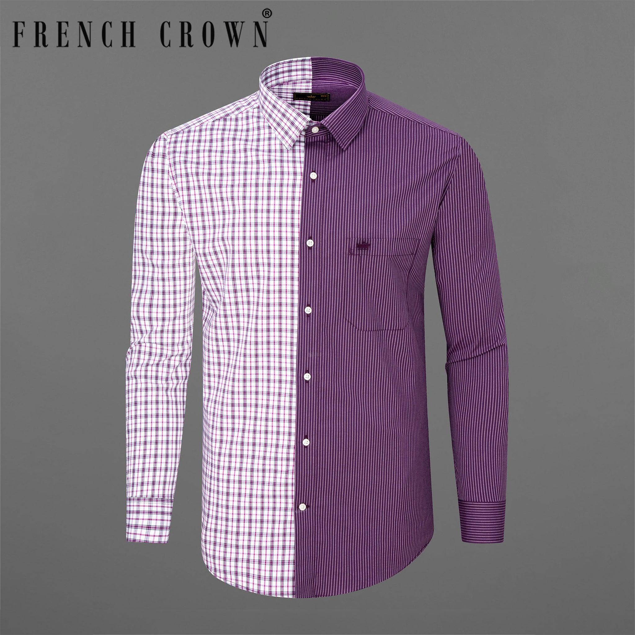 Half Checkered Half Striped Casual Stripes Premium Cotton Shirt For Men ...