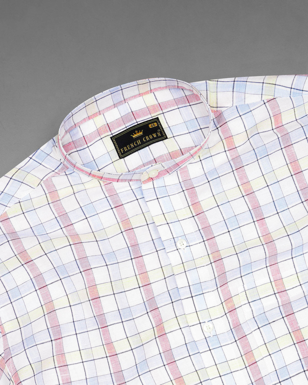 Bright White And Multi Coloured Casual Checks-Plaid Premium Tencel ...