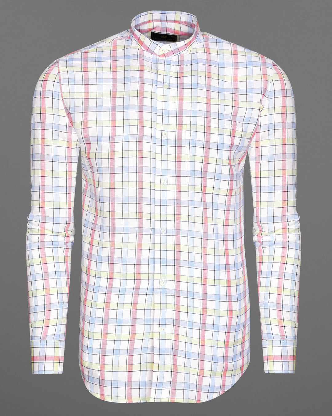Bright White And Multi Coloured Casual Checks-Plaid Premium Tencel ...