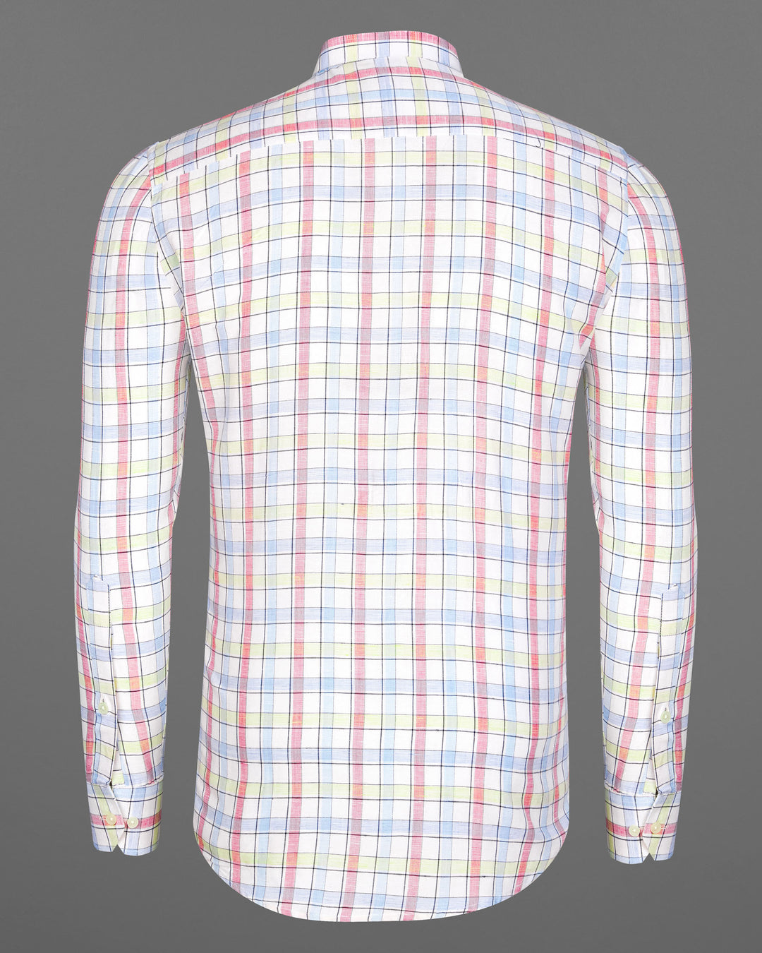 Bright White And Multi Coloured Casual Checks-Plaid Premium Tencel ...