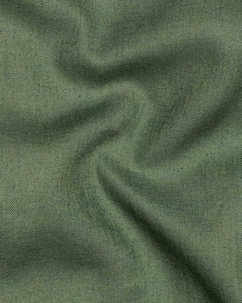 Flint Green with Black Casual Textured Premium Linen Shirt For Men
