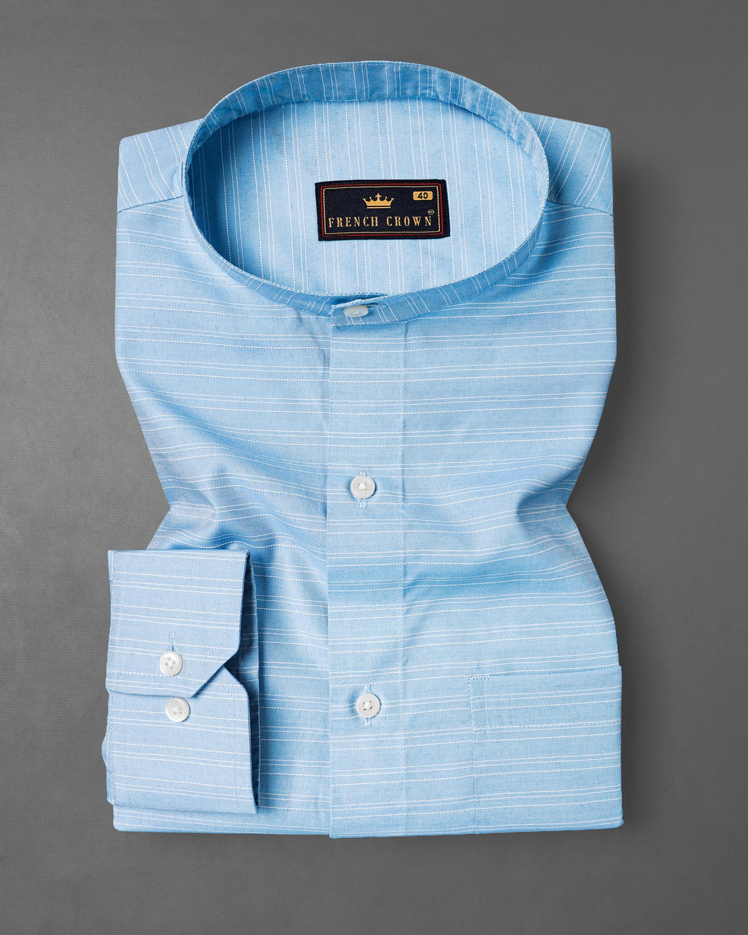 Pale Cerulean Blue Formal Textured Premium Cotton Shirt For Men