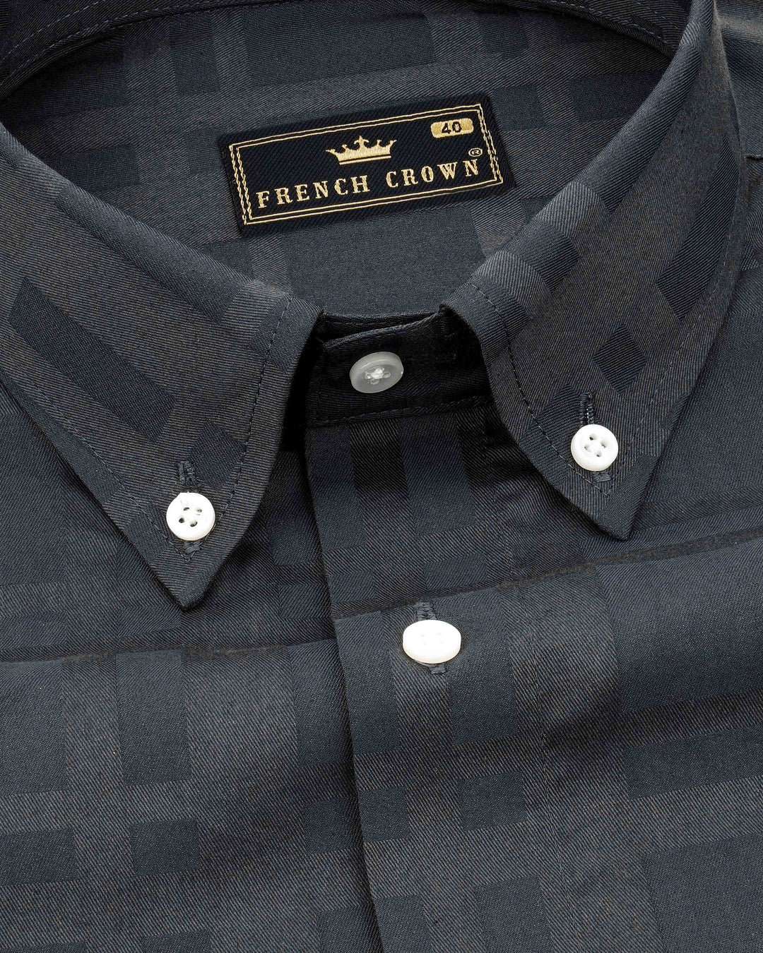 Fuscous Gray 3D Formal/Casual Textured Premium Cotton Button-Down Shirt ...