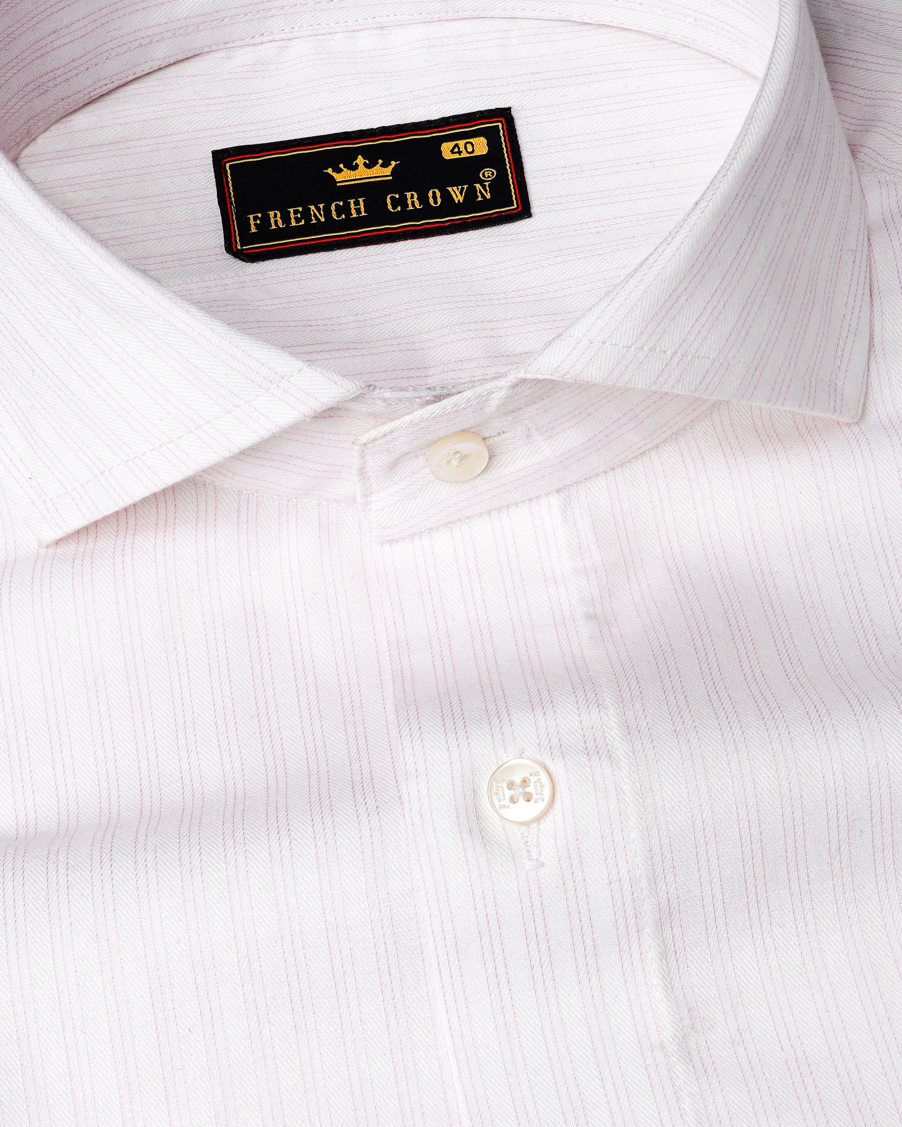 Bright White and Maverick Pink Formal Stripes Premium Cotton Shirt For ...