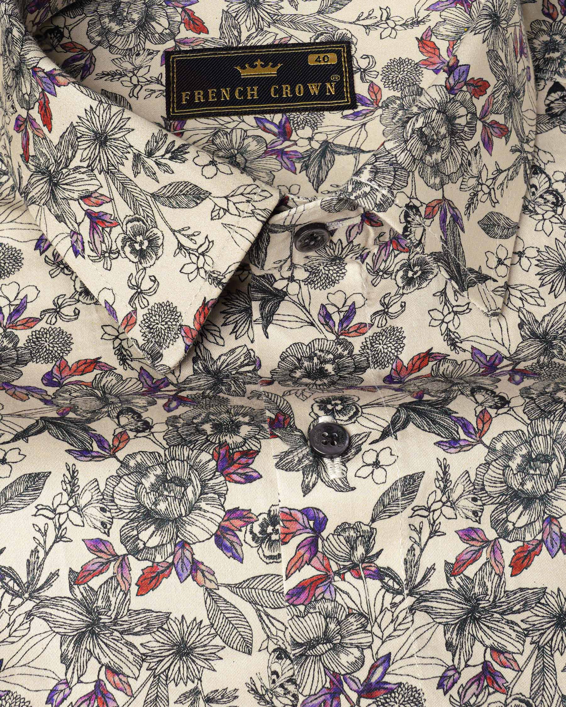 Timberwolf Beige Ditzy Casual Prints Premium Cotton Shirt For Men ...