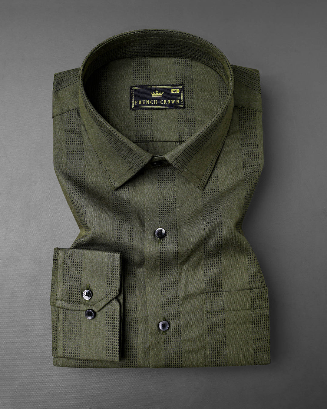 Merlin Green With Black Formal/Casual Stripes Premium Cotton Shirt For Men