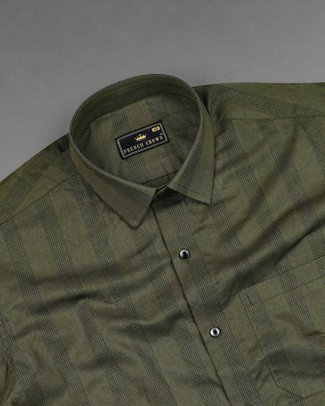 Merlin Green With Black Formal/Casual Stripes Premium Cotton Shirt For Men