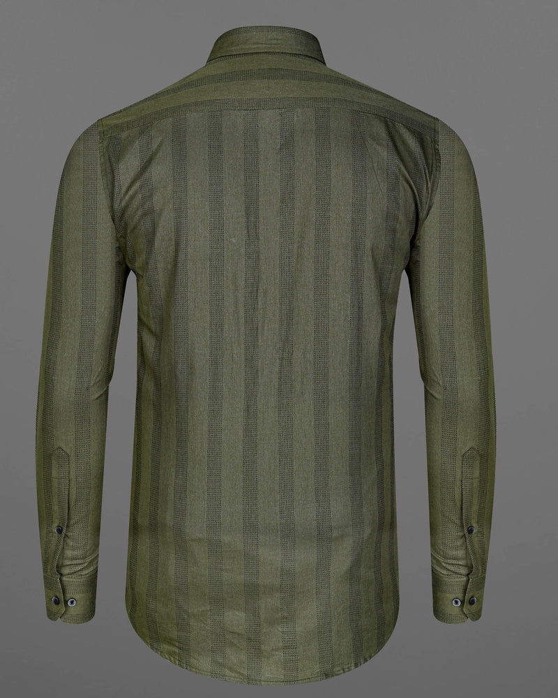 Merlin Green With Black Formal/Casual Stripes Premium Cotton Shirt For Men