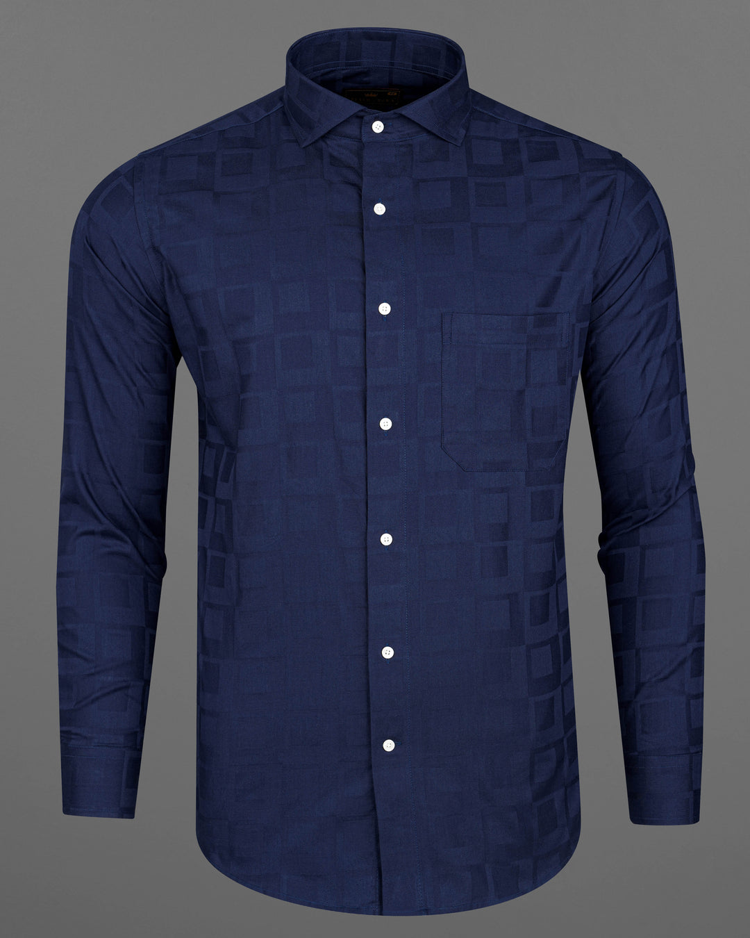 Zodiac Blue Formal/Casual Textured Premium Cotton Shirt For Men