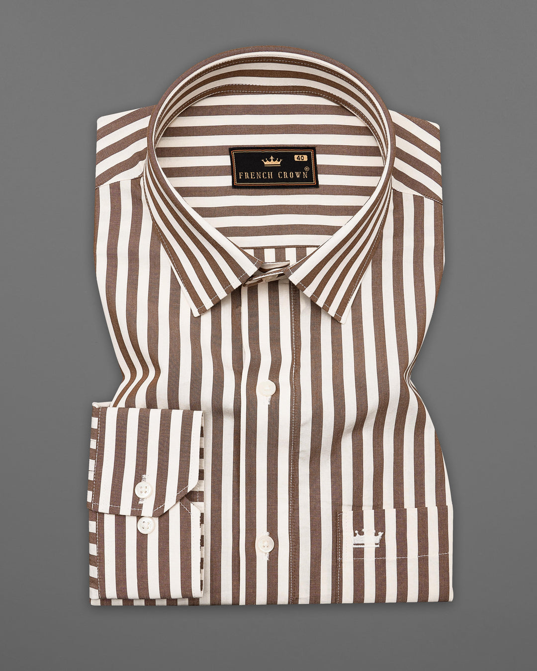 Puce with Gainsboro Brown Formal/Casual Stripes Premium Cotton Shirt ...