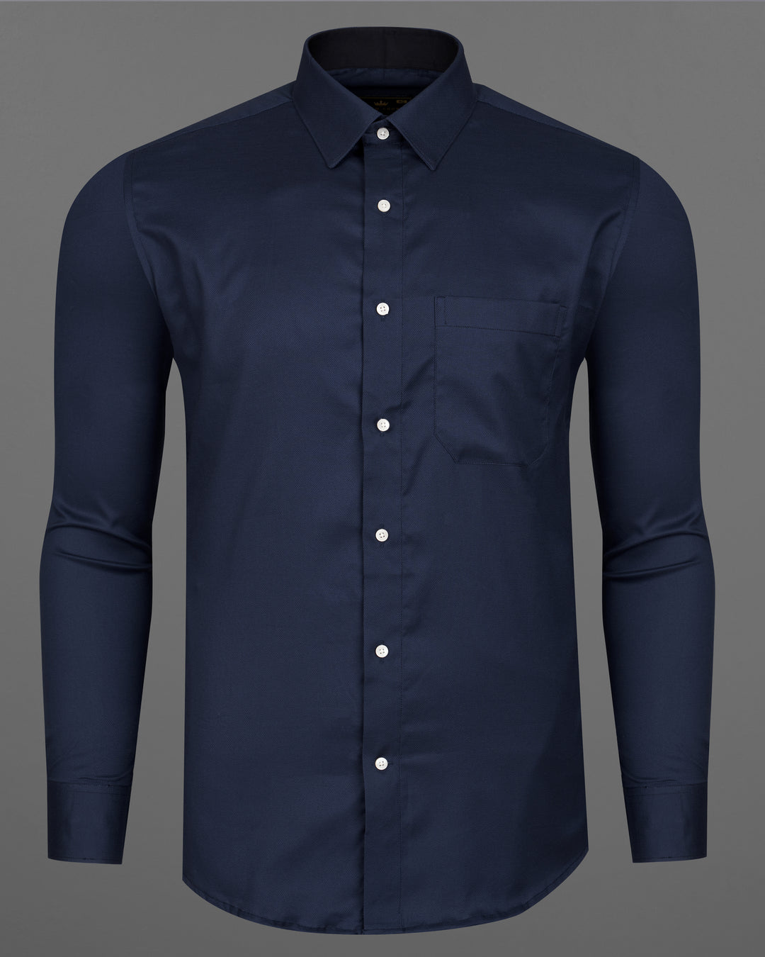 Firefly Navy Blue Casual/Formal Textured Premium Cotton Shirt For Men