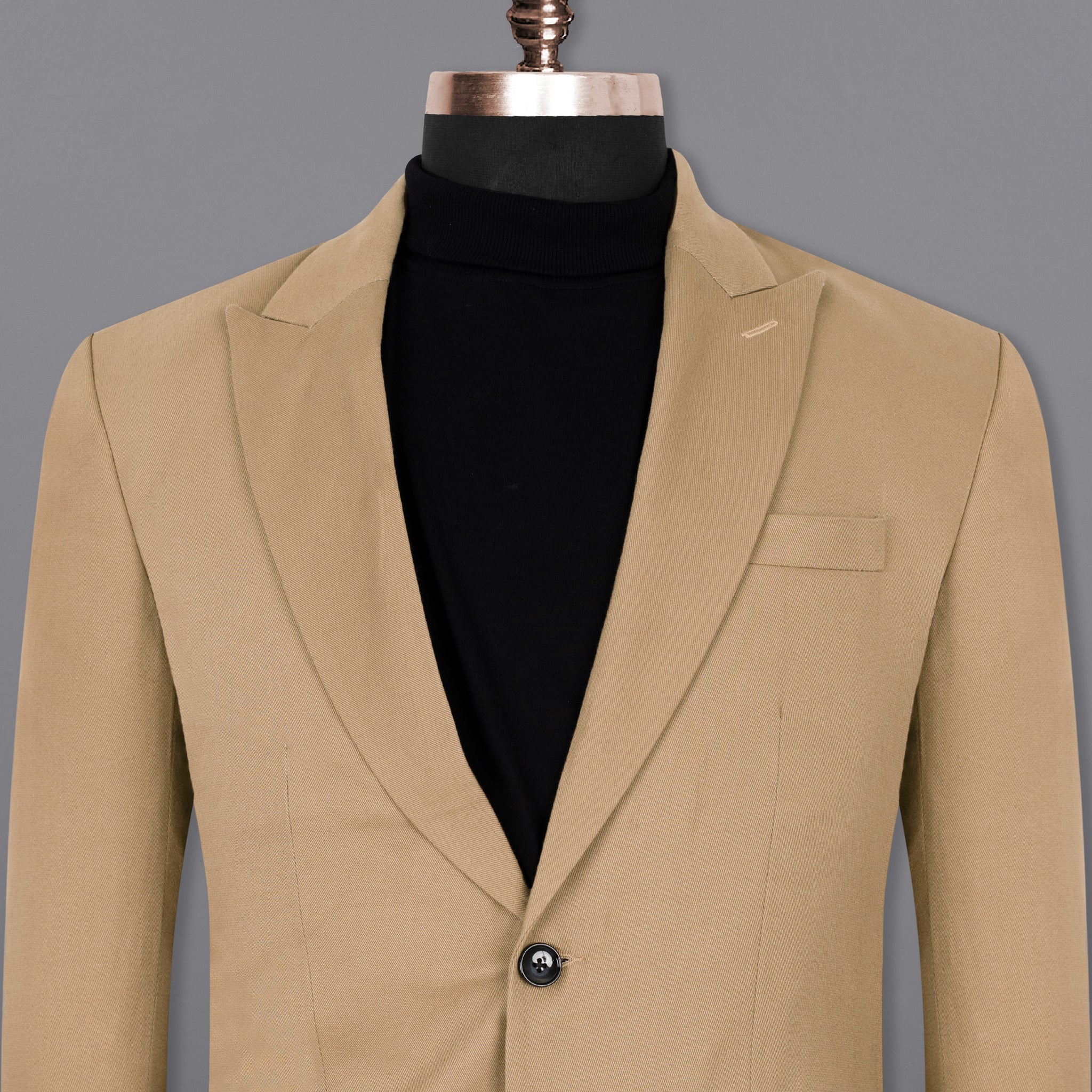 Mongoose Cream Plain-Solid Single Breasted Premium Wool-Blend Blazers ...