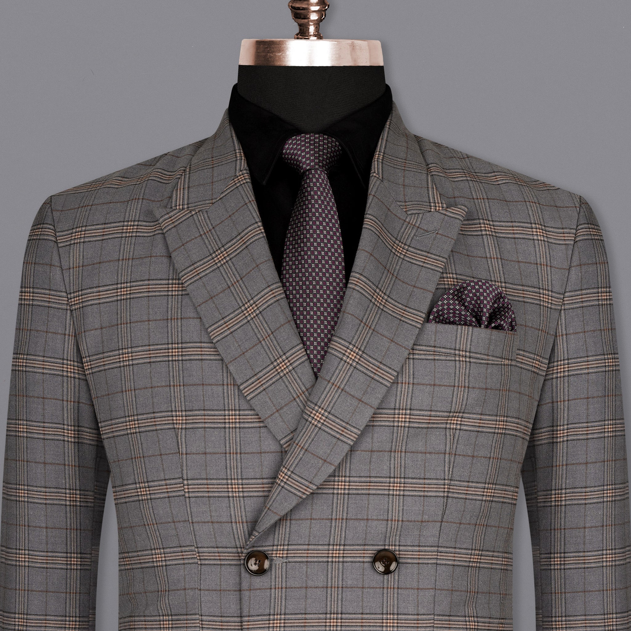 Chicago Gray Checks-Plaid Double Breasted Premium Wool Blend Blazers ...