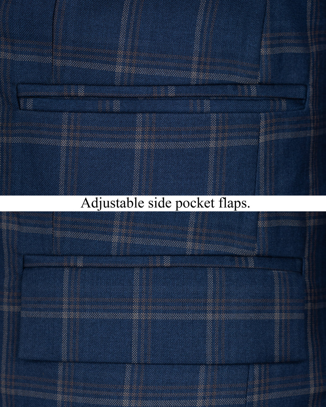 Cloud Burst Blue Checks-Plaid Double Breasted Premium Wool Blend ...
