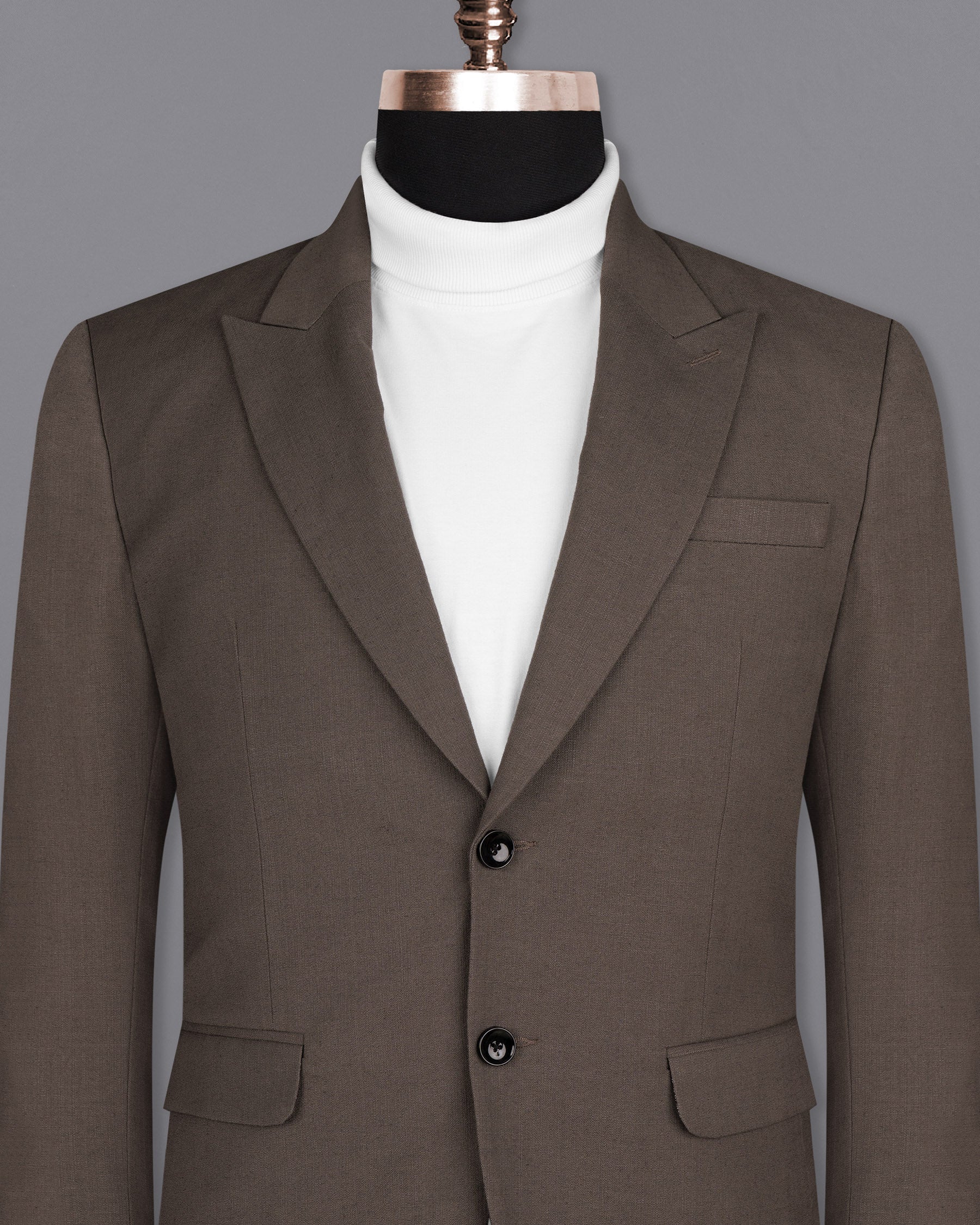Emperor Brown Textured Single Breasted Premium Cotton Blazers For Men