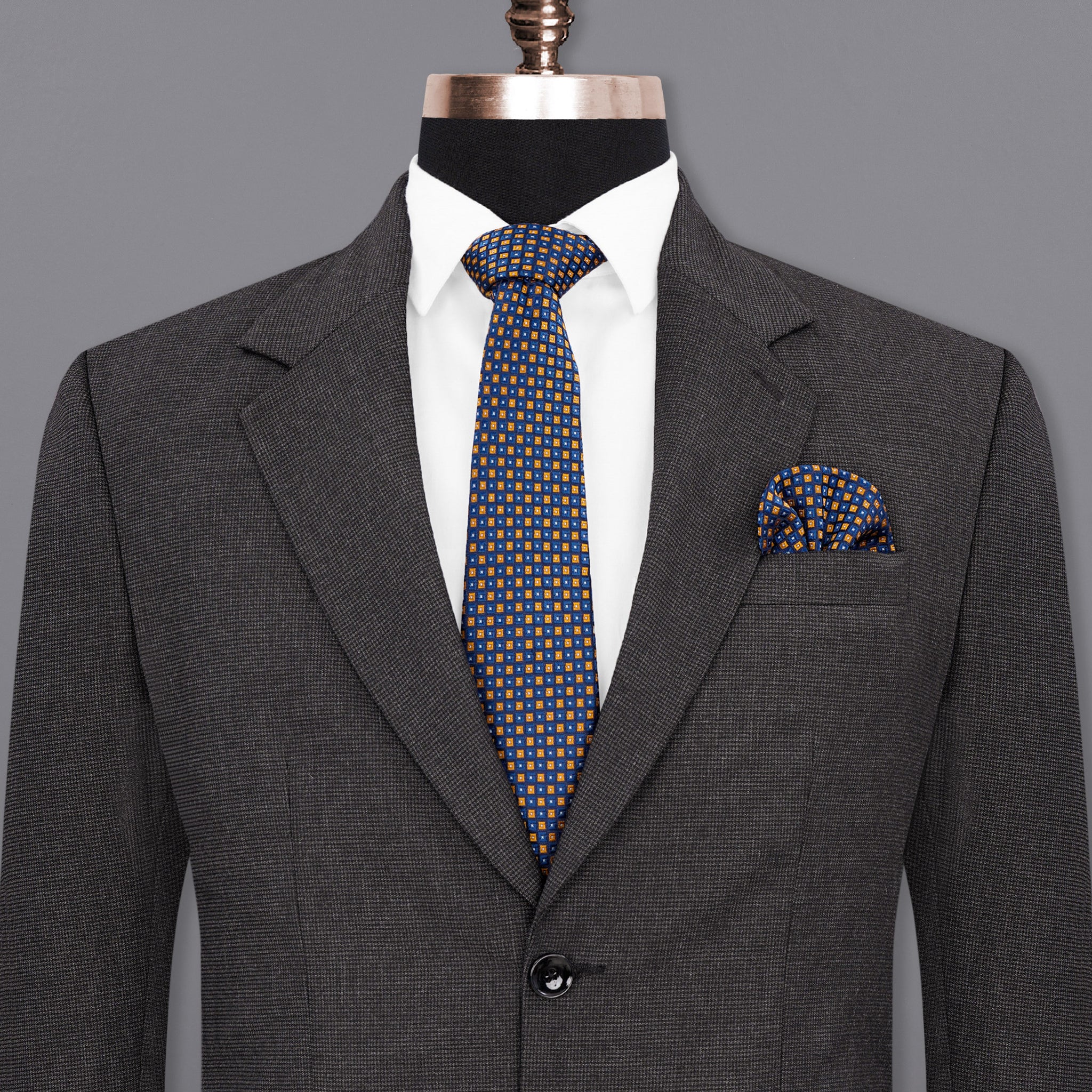 Baltic Sea Grey Textured Premium Terry-Rayon Single Breasted Blazers ...