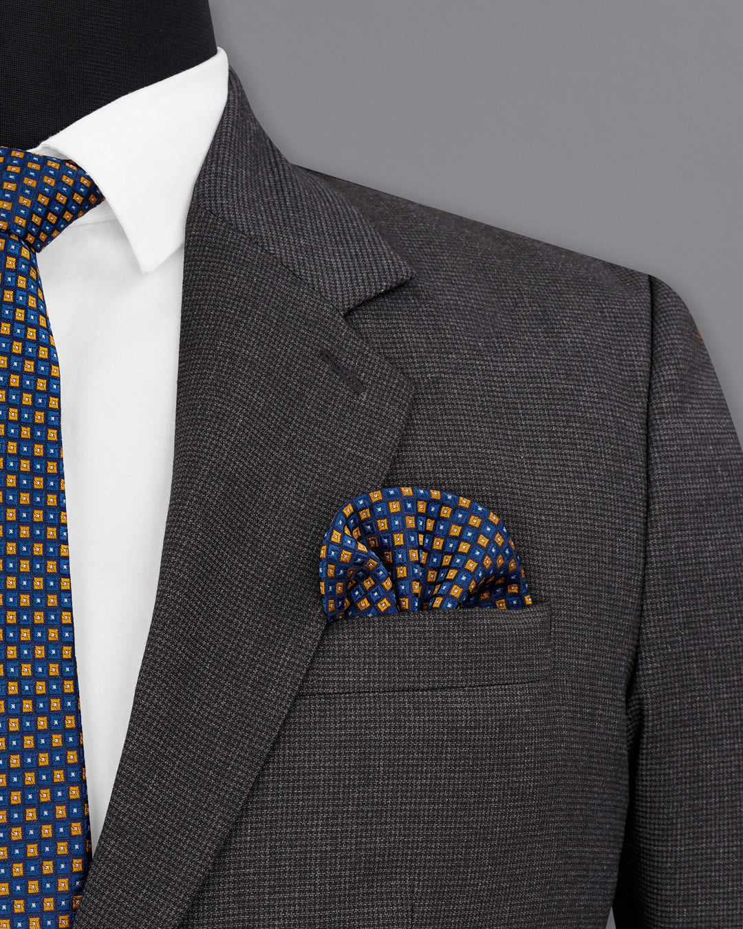 Baltic Sea Grey Textured Premium Terry-Rayon Single Breasted Blazers ...