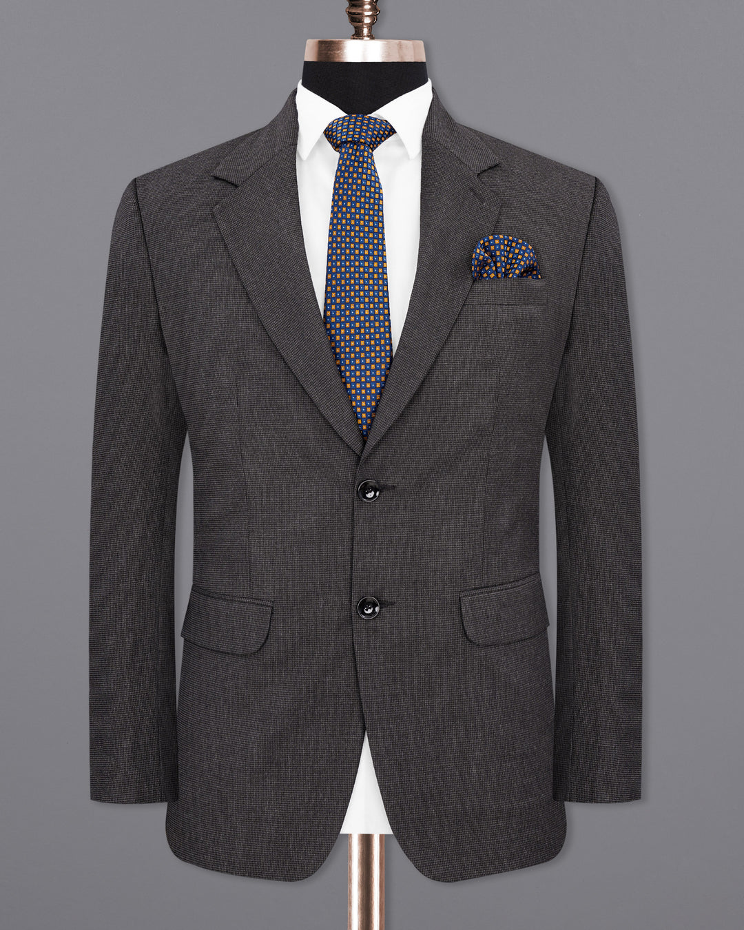 Baltic Sea Grey Textured Premium Terry-Rayon Single Breasted Blazers ...