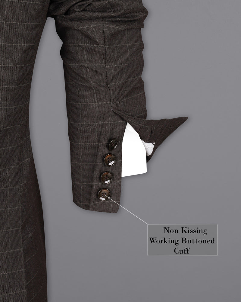 Thunder Brown Checks-PlaidPremium Terry-Rayon Double Breasted Blazers ...