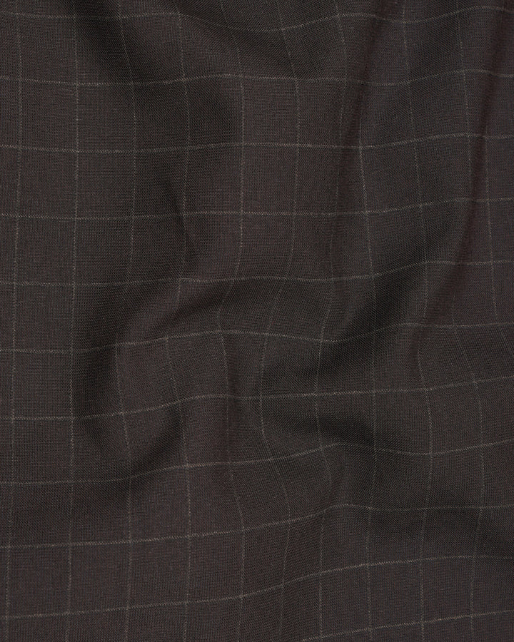 Thunder Brown Checks-PlaidPremium Terry-Rayon Double Breasted Blazers ...