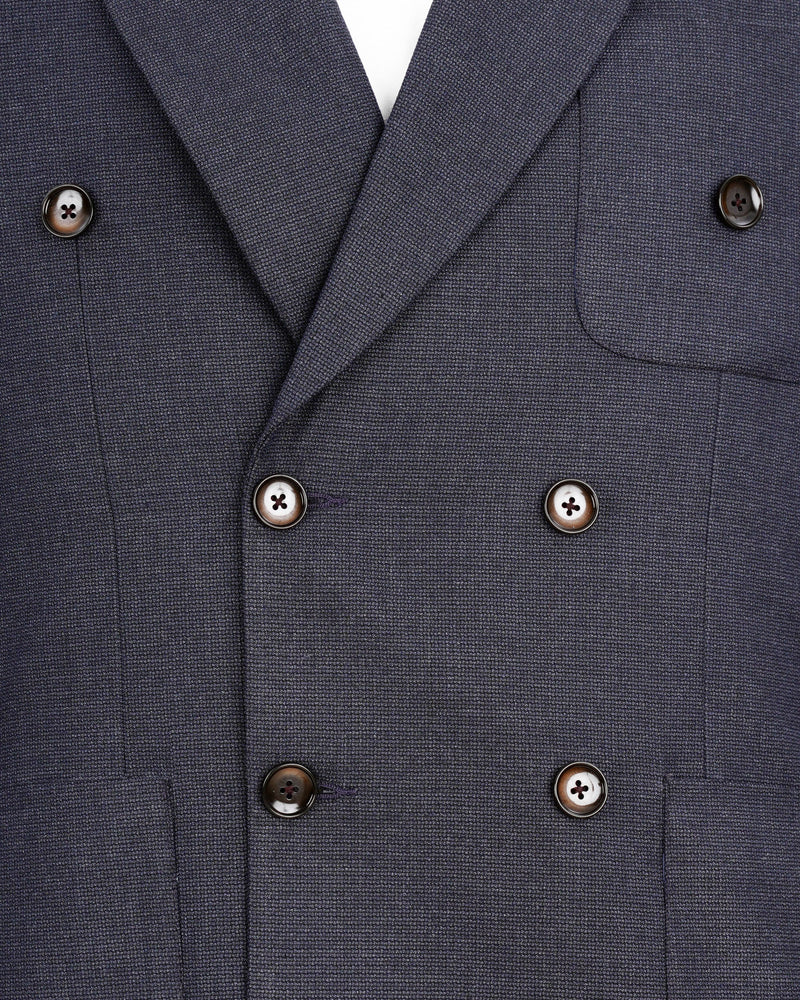 Scarpa Flow Gray Textured Premium Terry Rayon Double-Breasted-Blazer ...