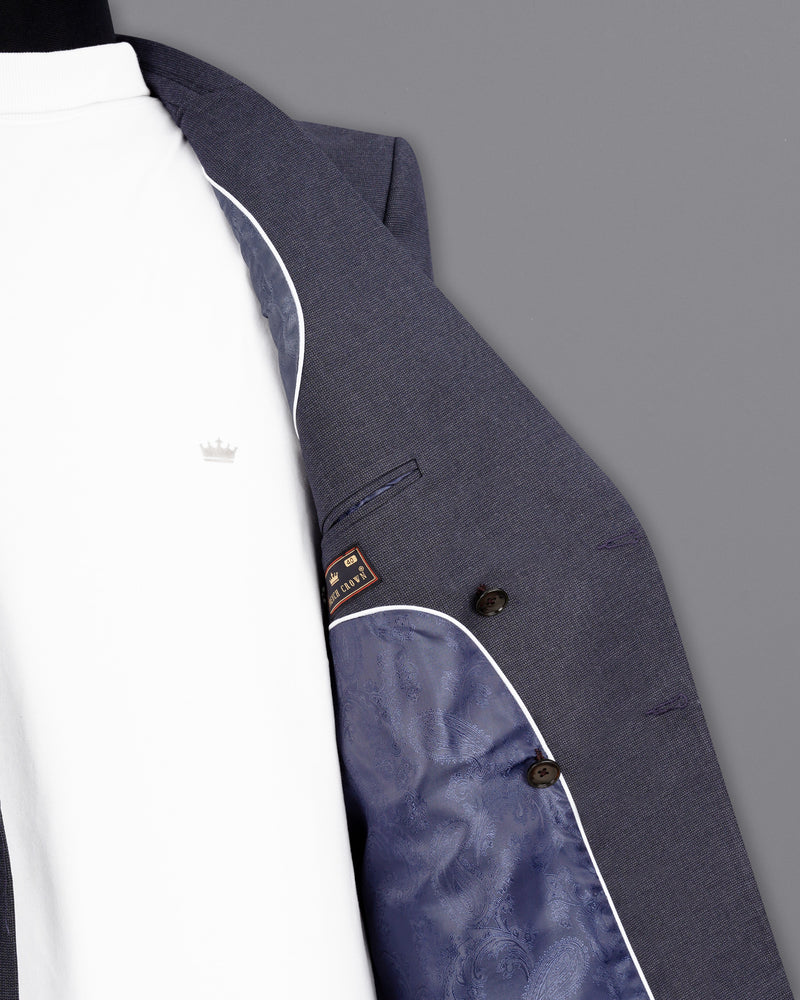 Scarpa Flow Gray Textured Premium Terry Rayon Double-Breasted-Blazer ...