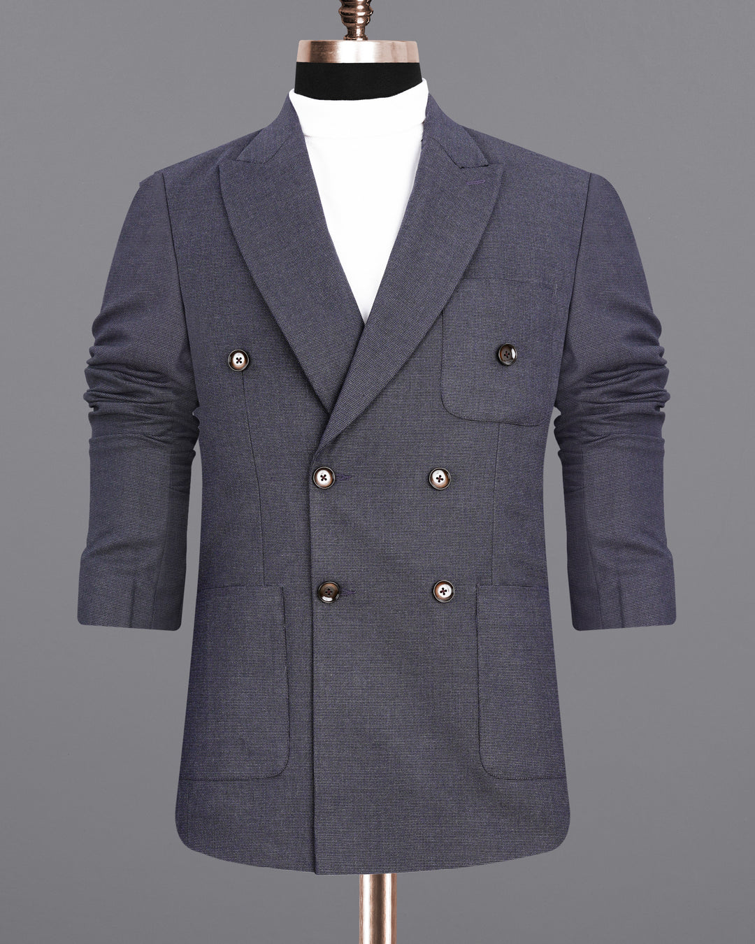 Scarpa Flow Gray Textured Premium Terry Rayon Double-Breasted-Blazer ...