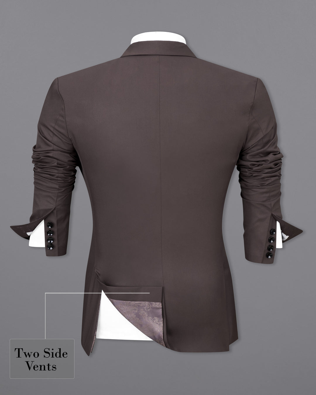 Coffee Brown Textured Premium Terry-Rayon Double-Breasted-Blazers for Men.