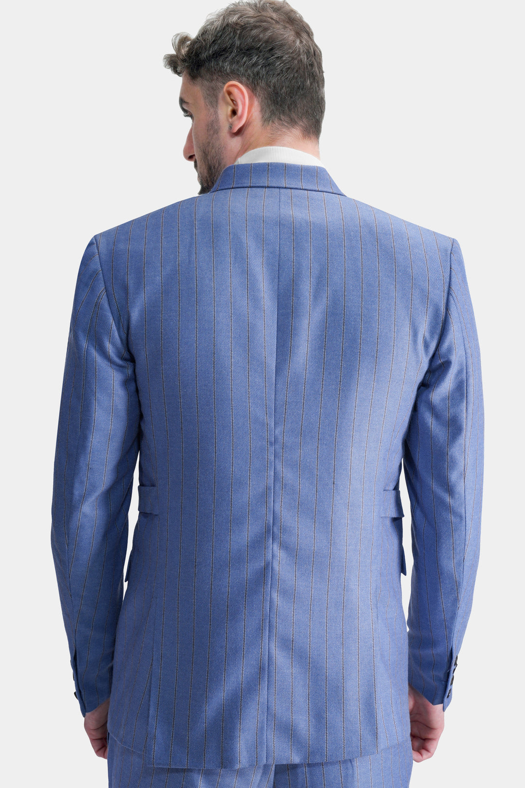 Chetwode Blue and Iroko Brown Stripes Premium Wool-Blend Double ...