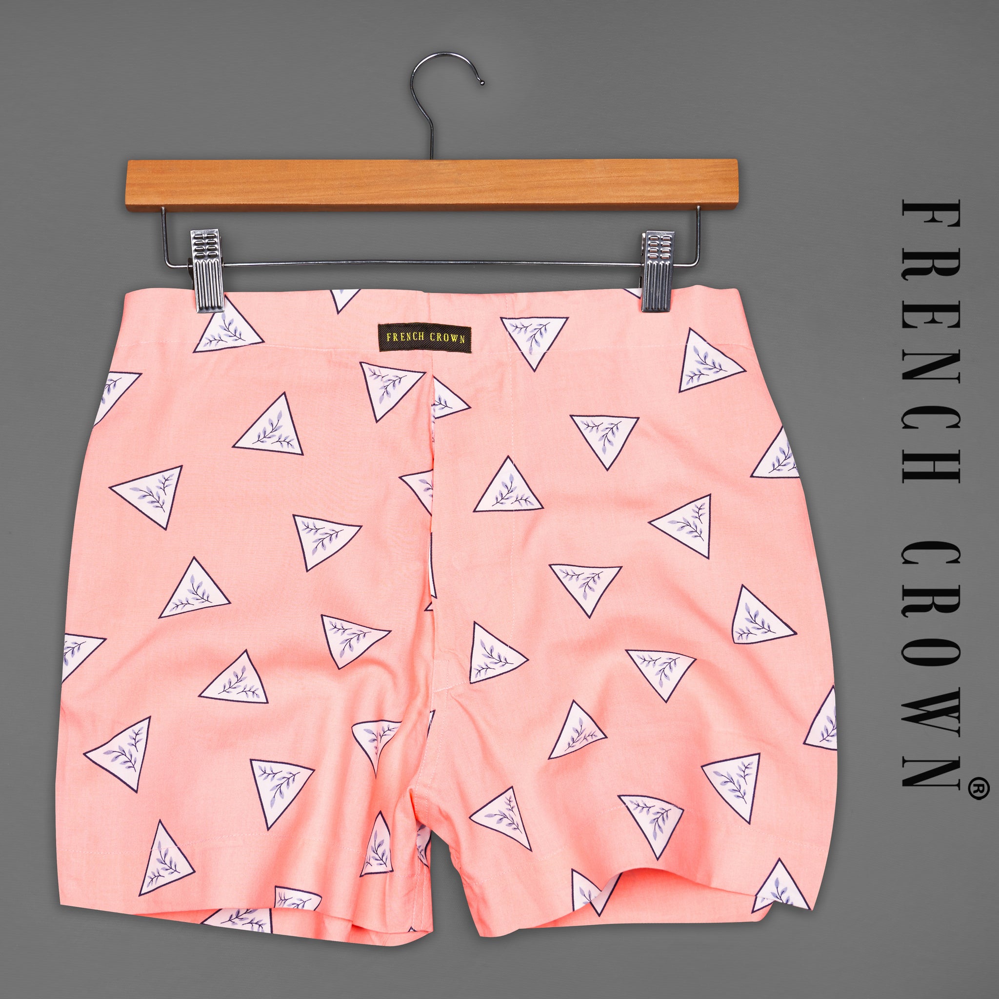 Oyster Peach Triangle Prints Premium Cotton Boxers For Man