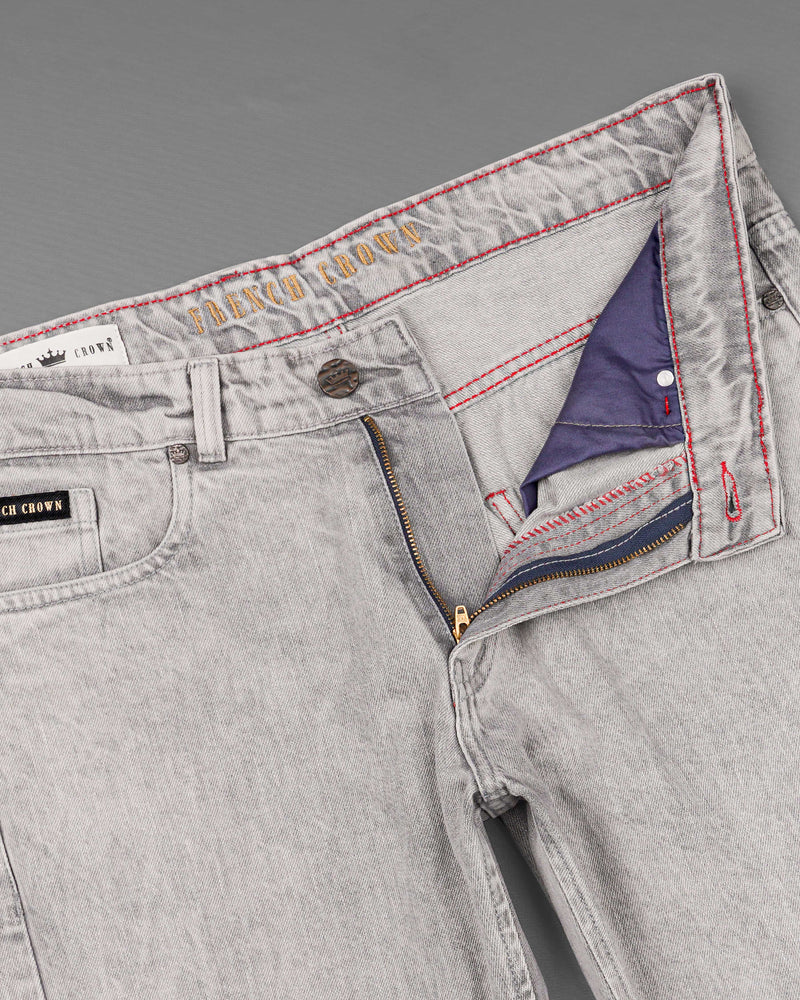 Pale Slate Gray Slim Fit Mid-Rise Clean Look Stretchable Denim Jeans