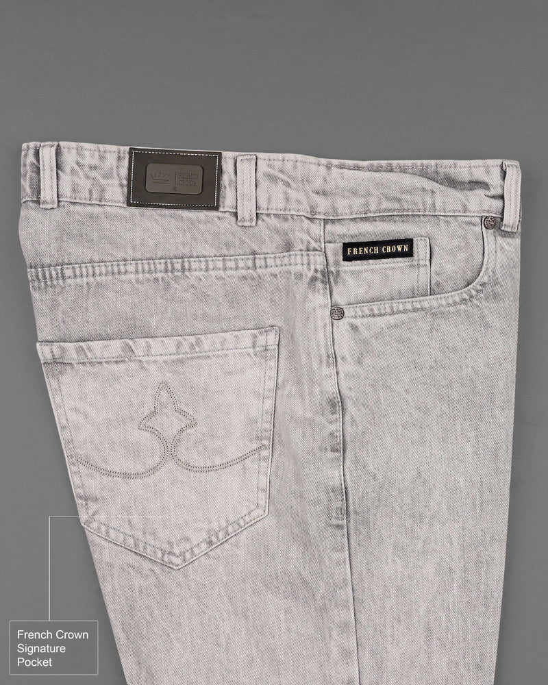 Pale Slate Gray Slim Fit Mid-Rise Clean Look Stretchable Denim Jeans