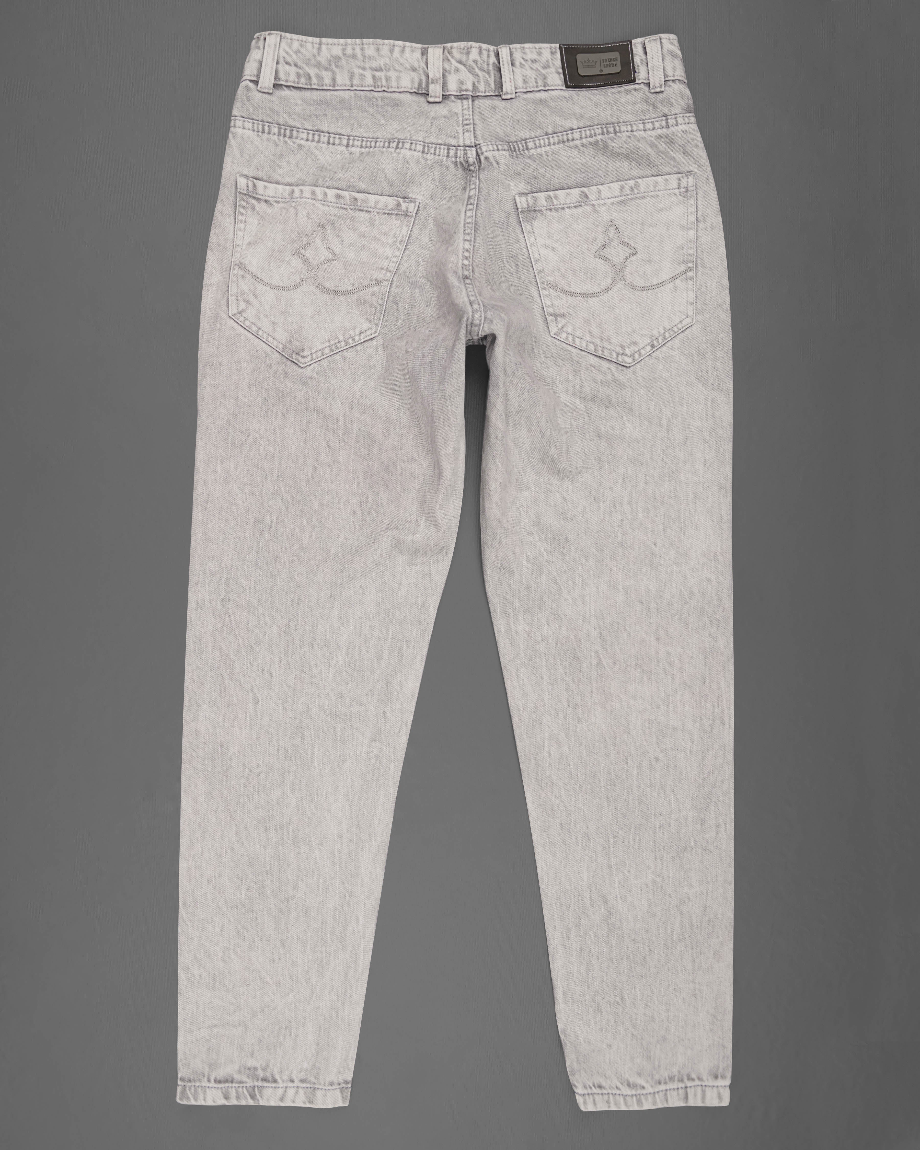 Pale Slate Gray Slim Fit Mid-Rise Clean Look Stretchable Denim Jeans