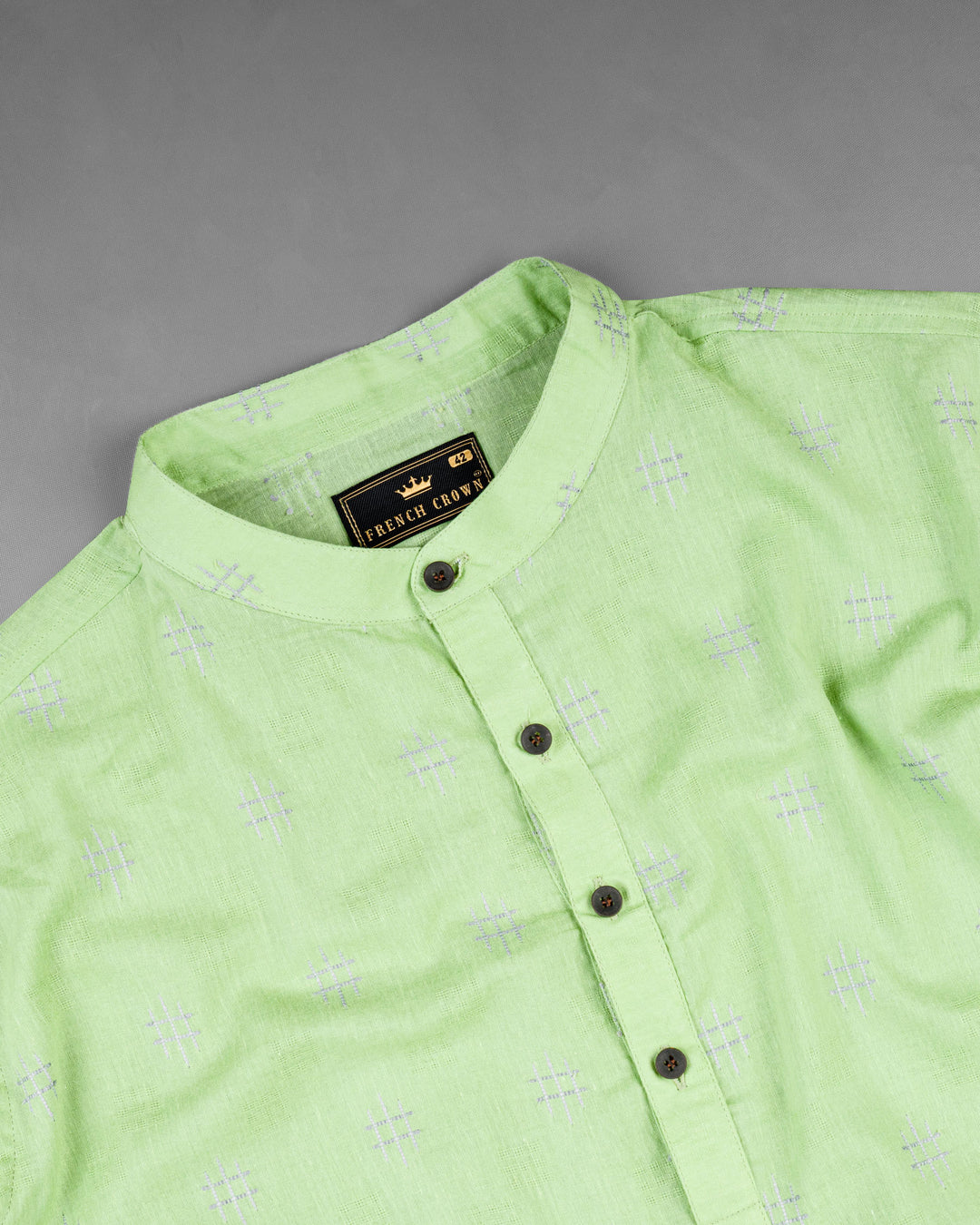 Beryl Green Textured Premium Cotton Designer Kurta For Men