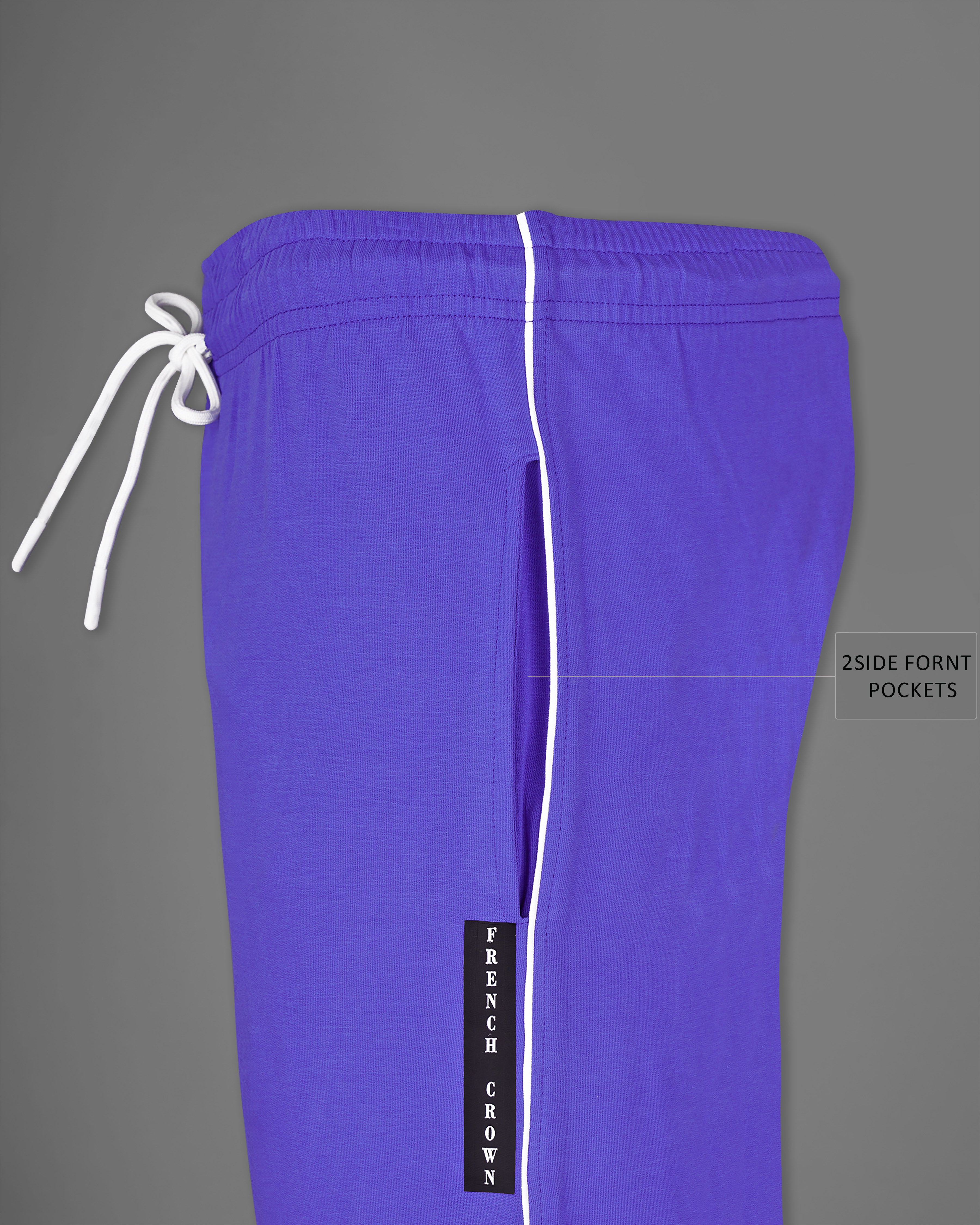 Scampi Blue Plain-Solid Premium Cotton Lounge Pants For Men