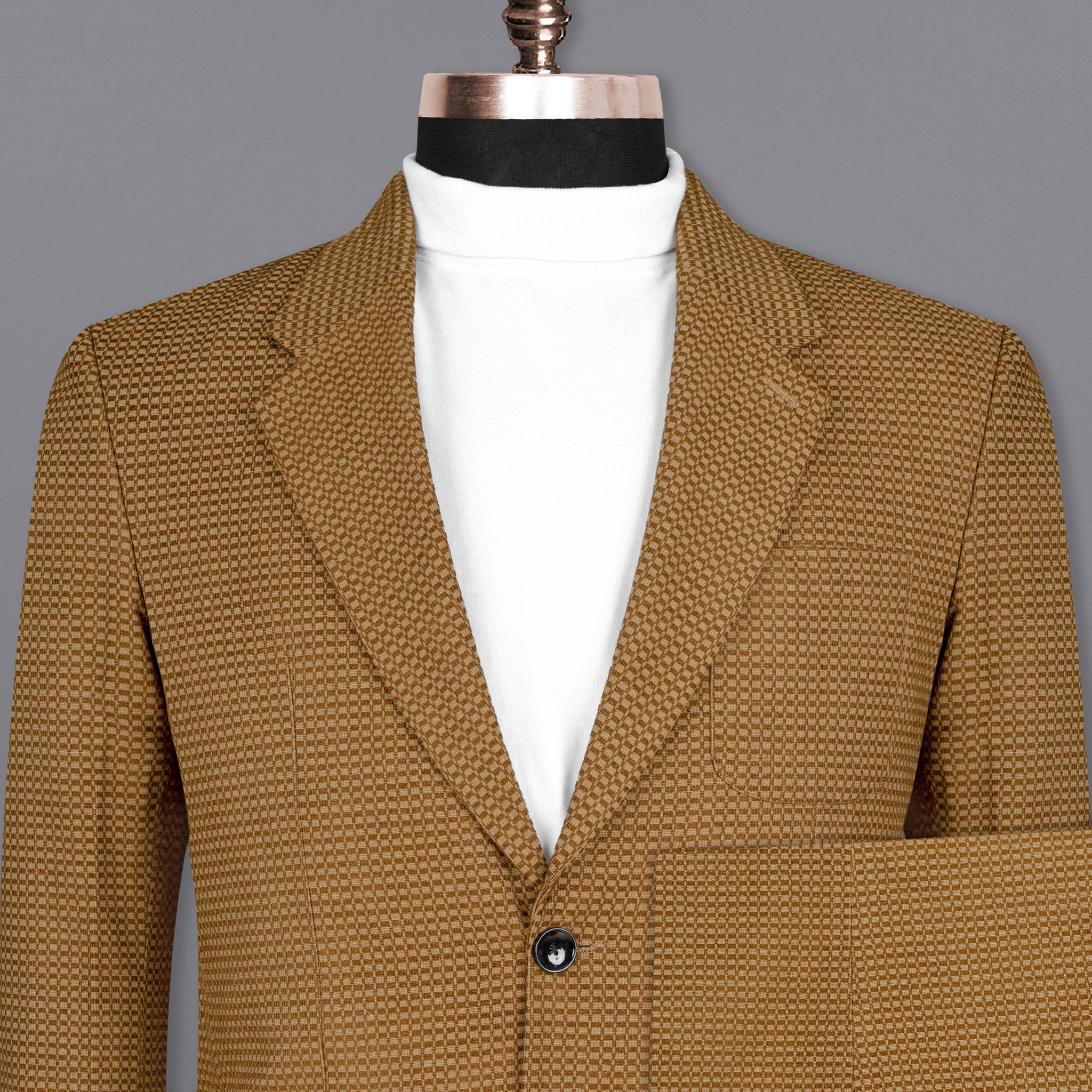 Sepia Brown Velvet Corduroy Box patterned Sports Premium Cotton Suit