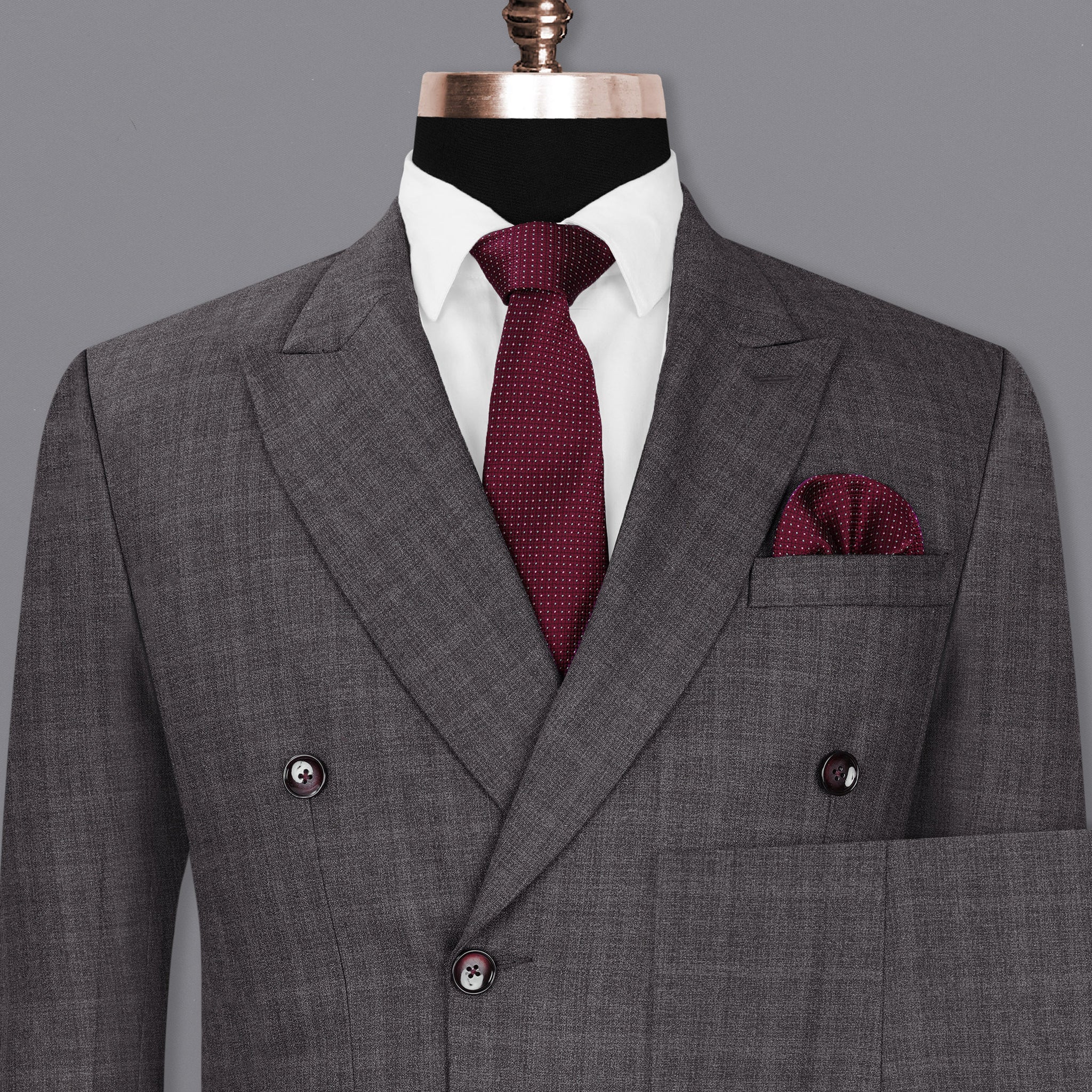 Iridium Gray Checks-PlaidPremium Terry-Rayon Double Breasted Suits for Men.