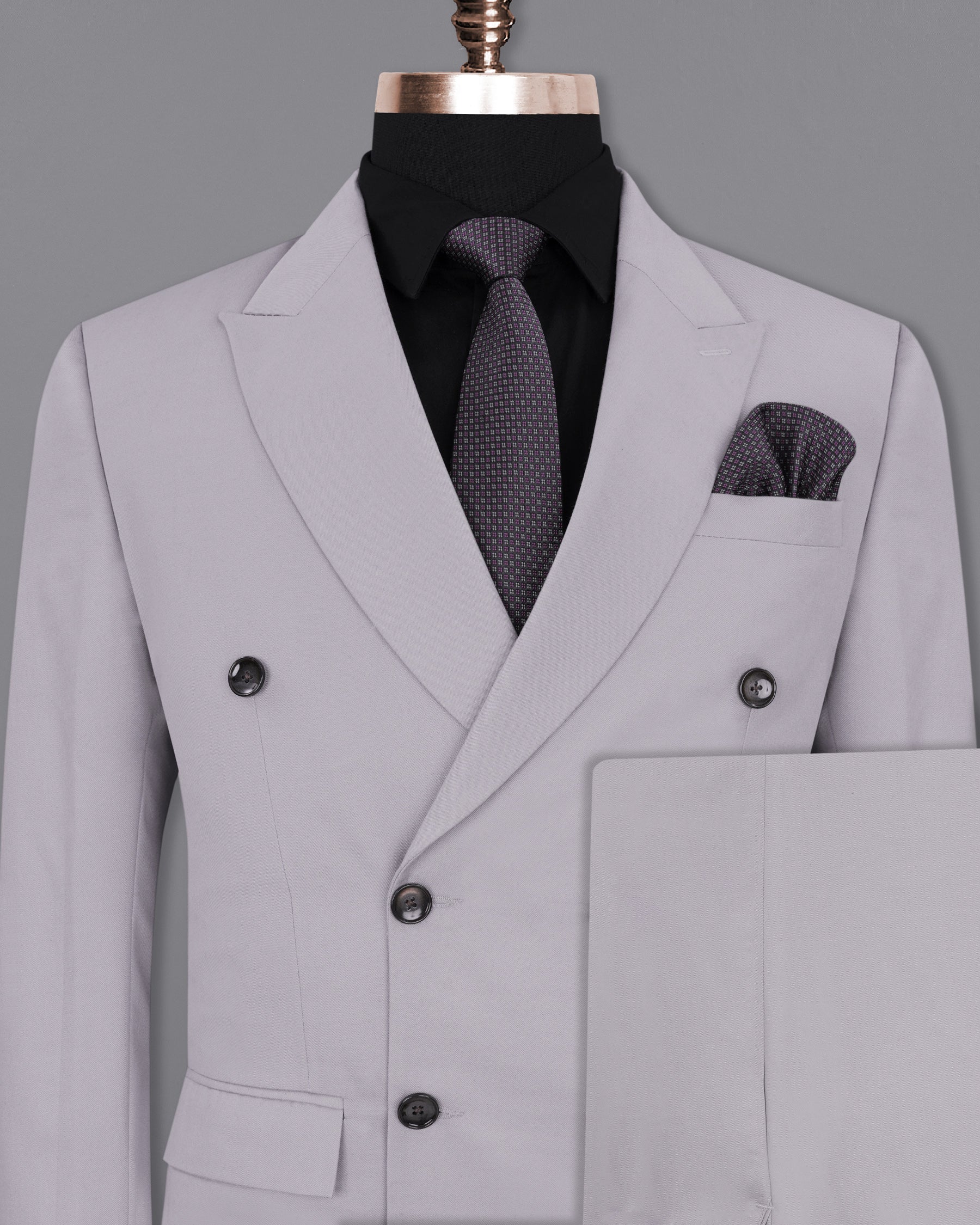 Amethyst Smoke Gray Plain-Solid Premium Terry-Rayon Double Breasted ...