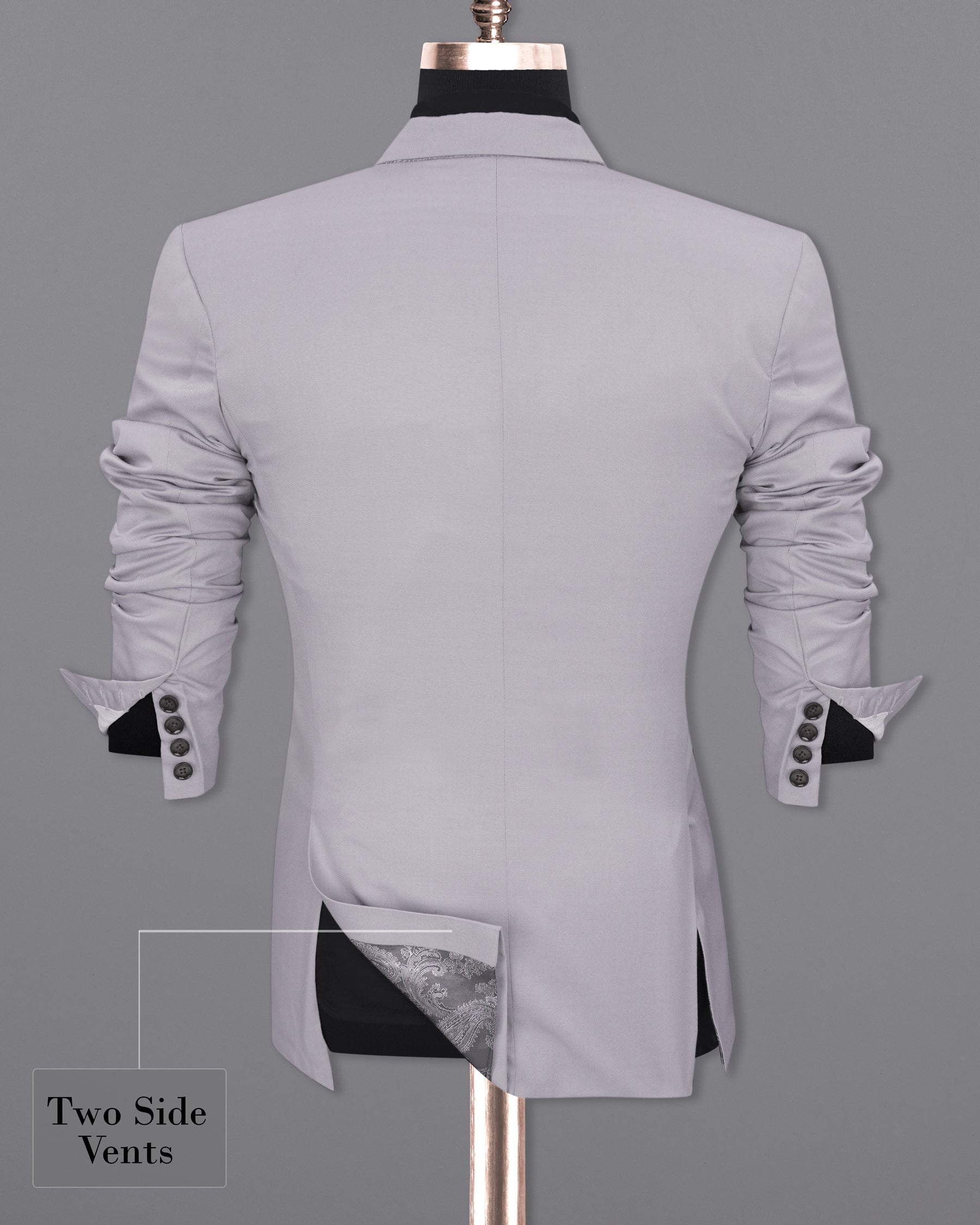 Amethyst Smoke Gray Plain-Solid Premium Terry-Rayon Double Breasted ...