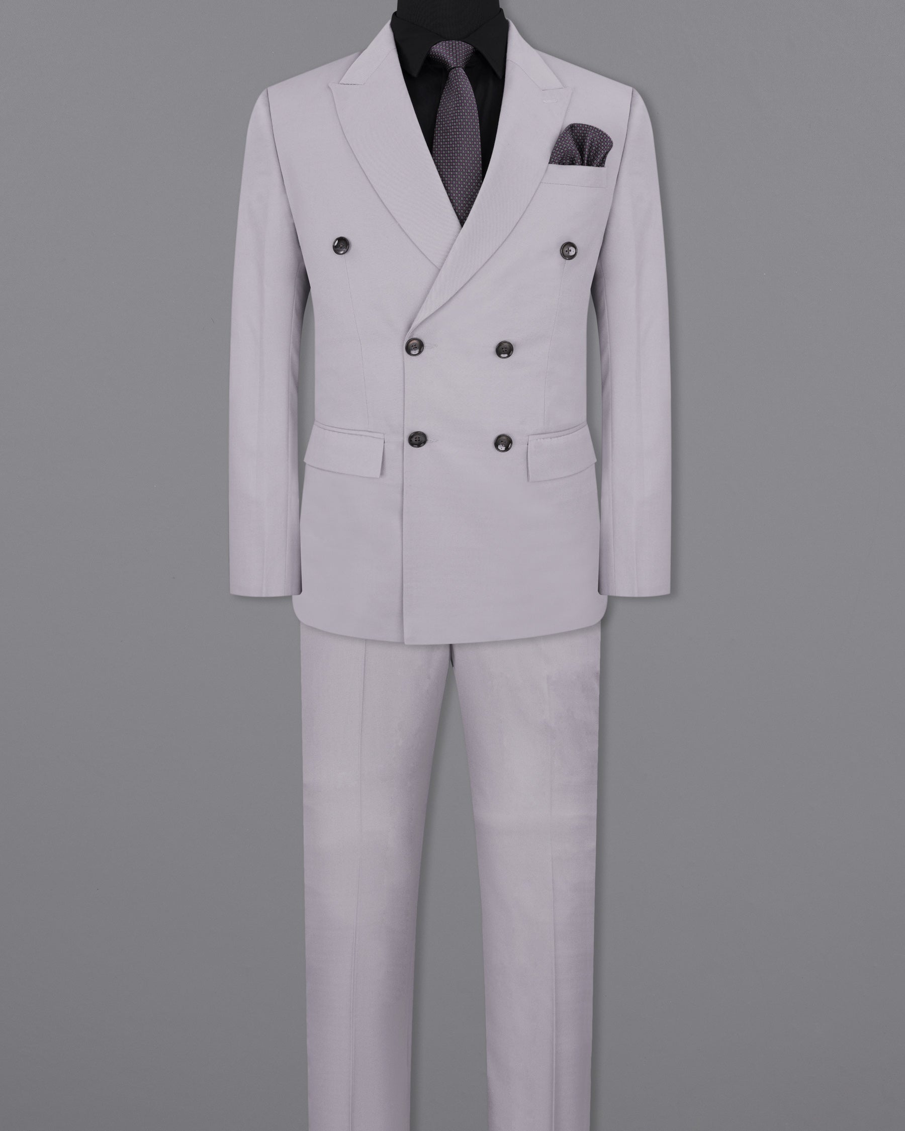 Amethyst Smoke Gray Plain-Solid Premium Terry-Rayon Double Breasted ...