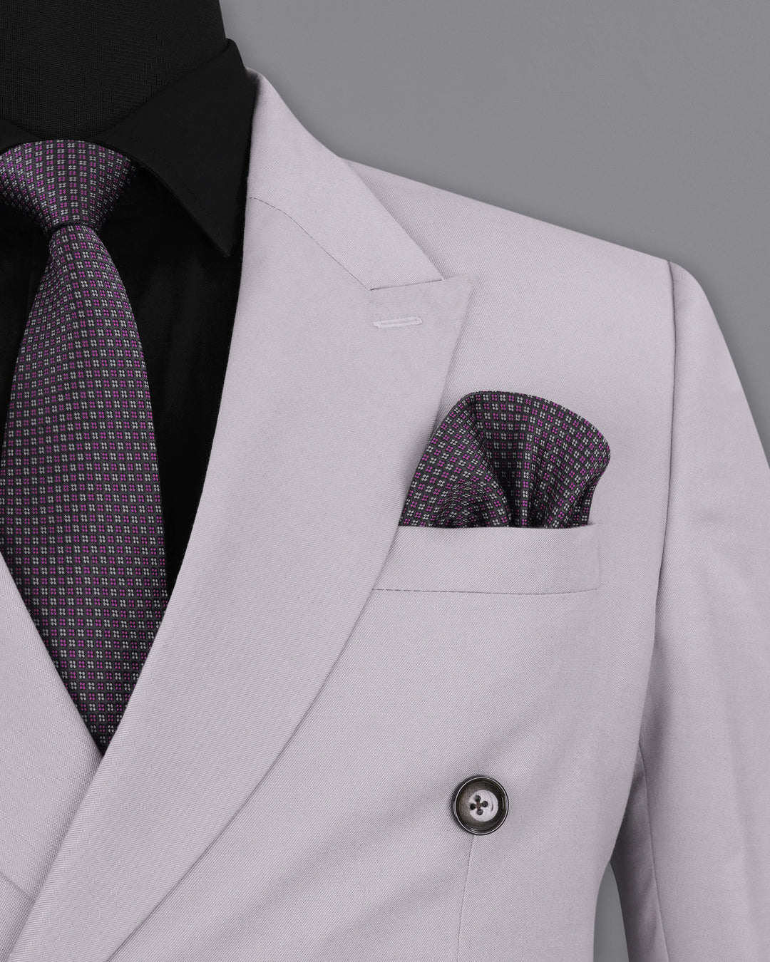 Amethyst Smoke Gray Plain-Solid Premium Terry-Rayon Double Breasted ...