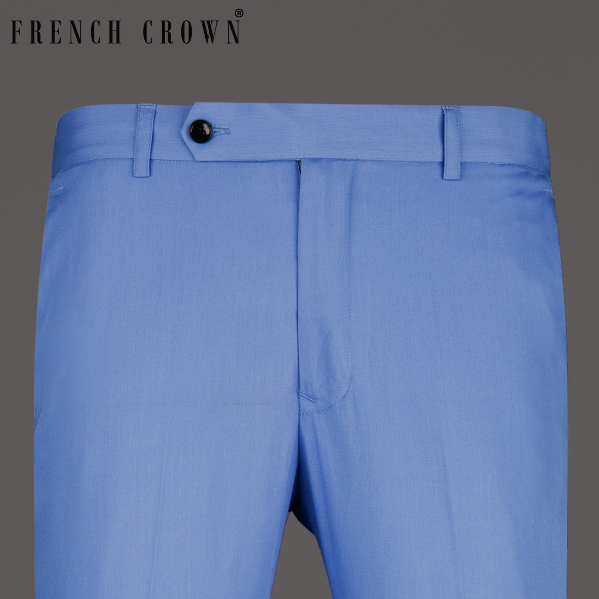 Danube Sky Blue Plain-Solid Regular Fit Cotton Pants For Men