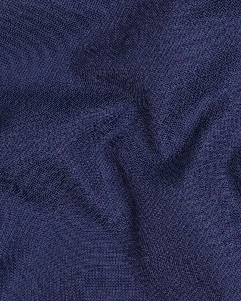 Martinique Blue Textured Regular Fit Terry Rayon Pant For Men