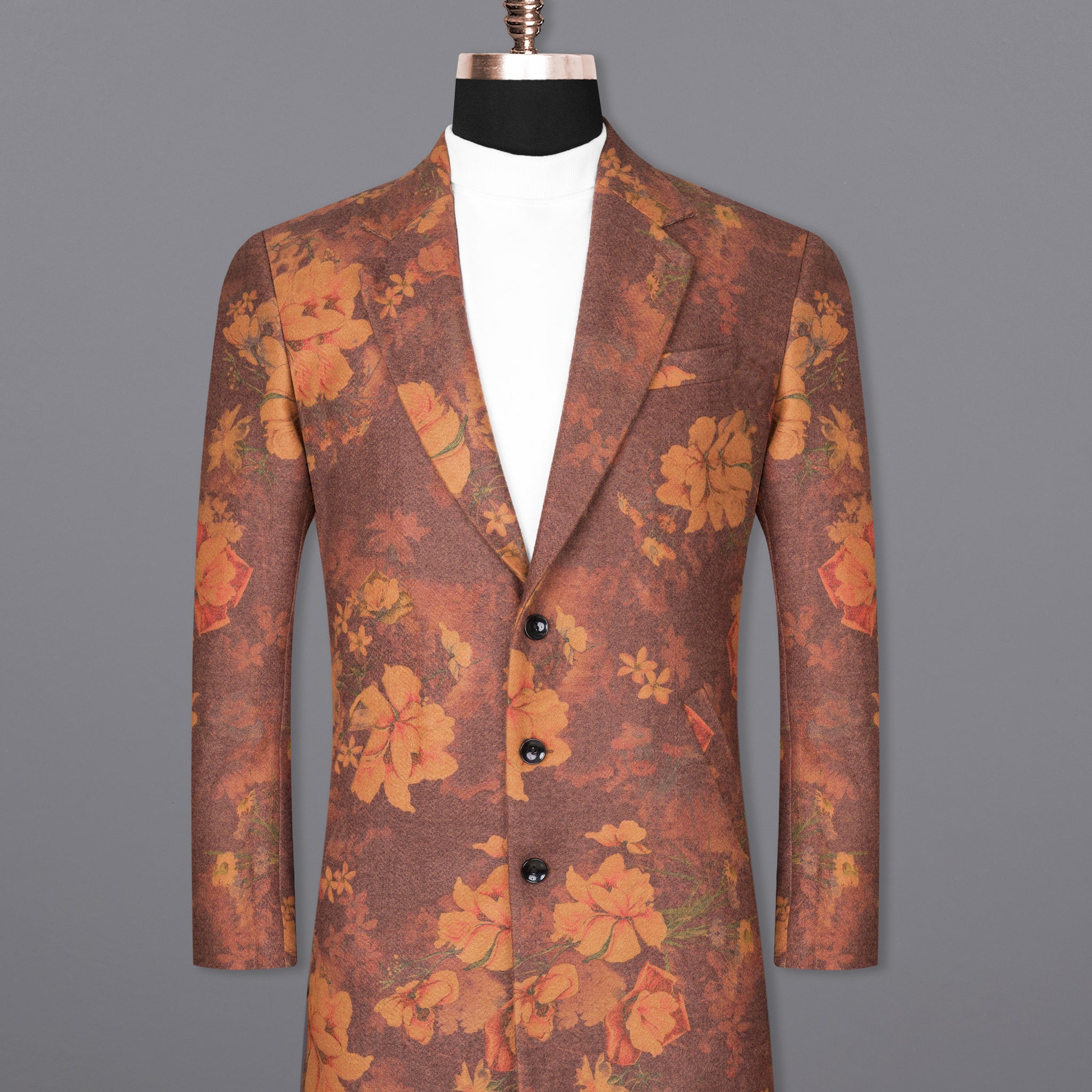 Tosca Rust Floral Prints Single Breasted Premium polyeste Trenchcoat ...