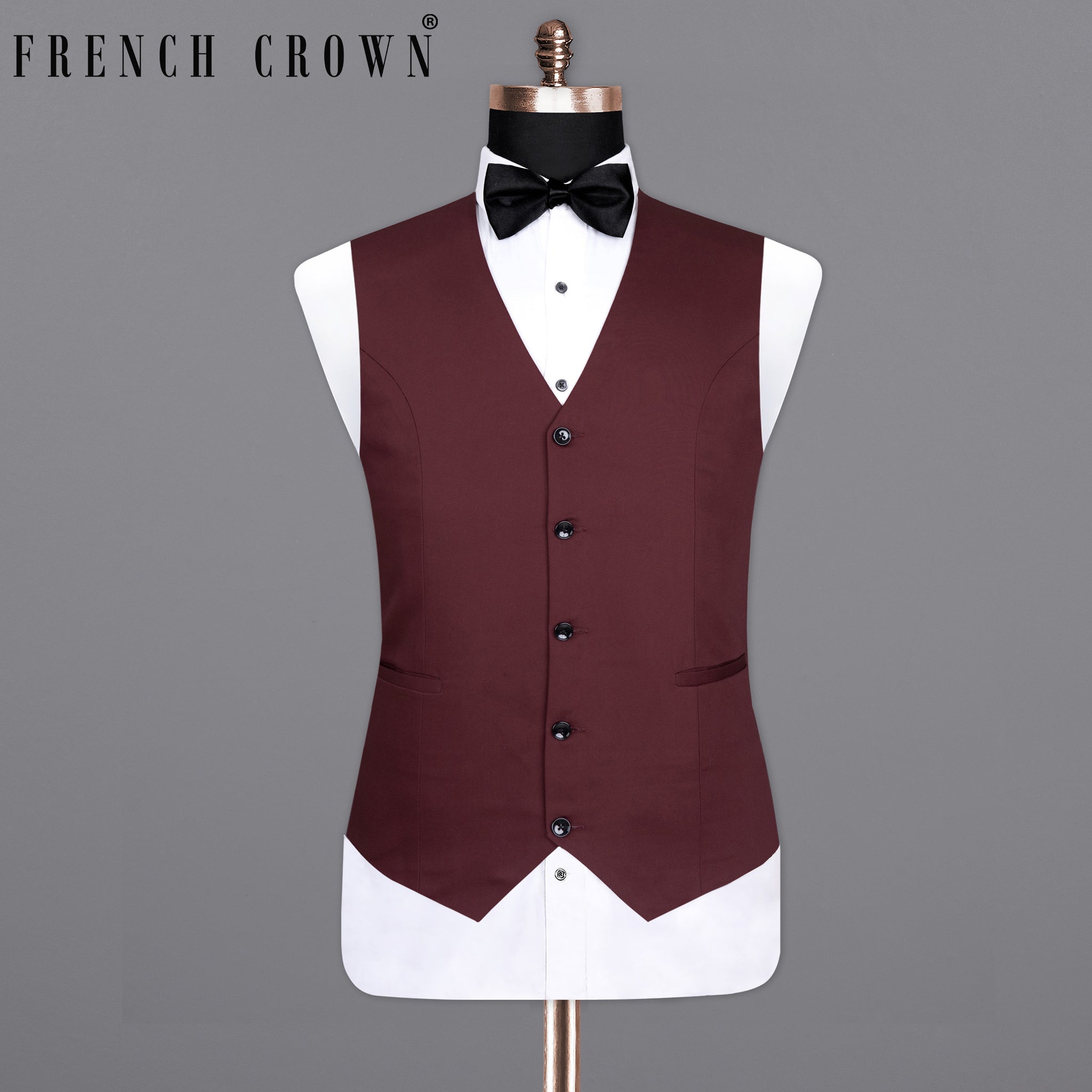 Heath Red Textured Premium Wool Blend Waistcoats For Men