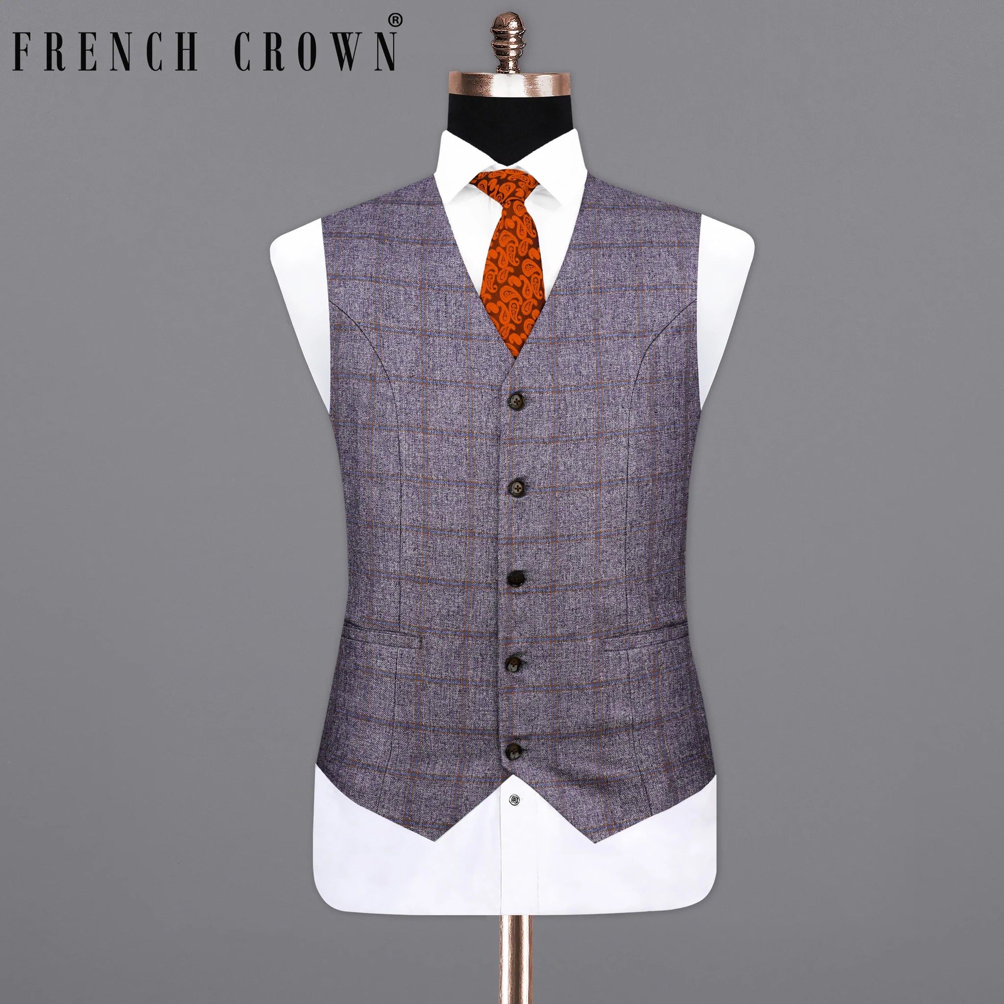 Mobster Gray Checks-PlaidPremium Terry Rayon Waistcoats For Men